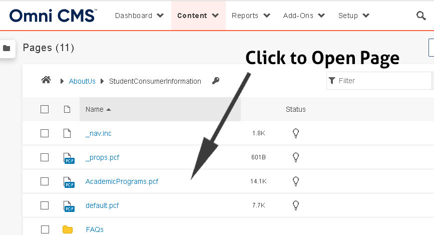 Locating and Opening a Page